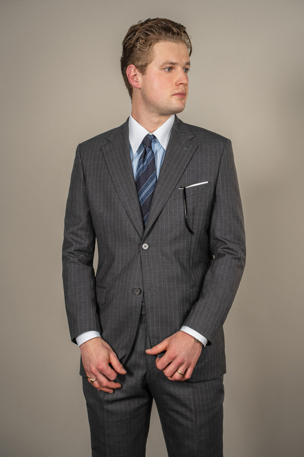 Bob - Wool - Tessimax - Grey Pinstripe